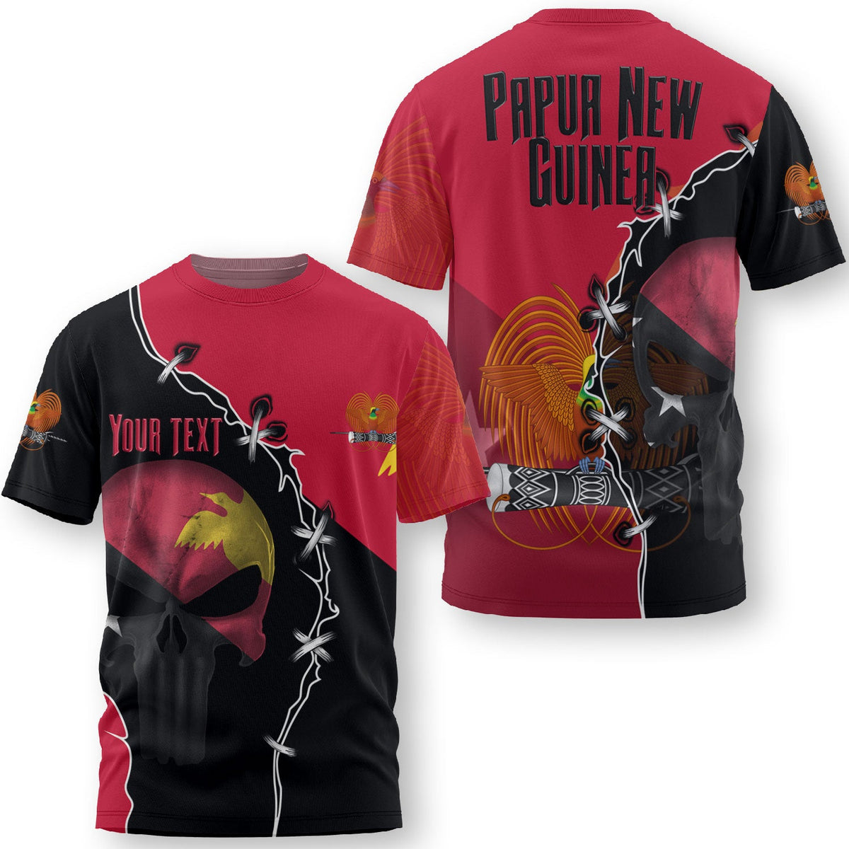 Papua New Guinea T Shirt Flag & Coat Of Arms Skull Style – To The Closet