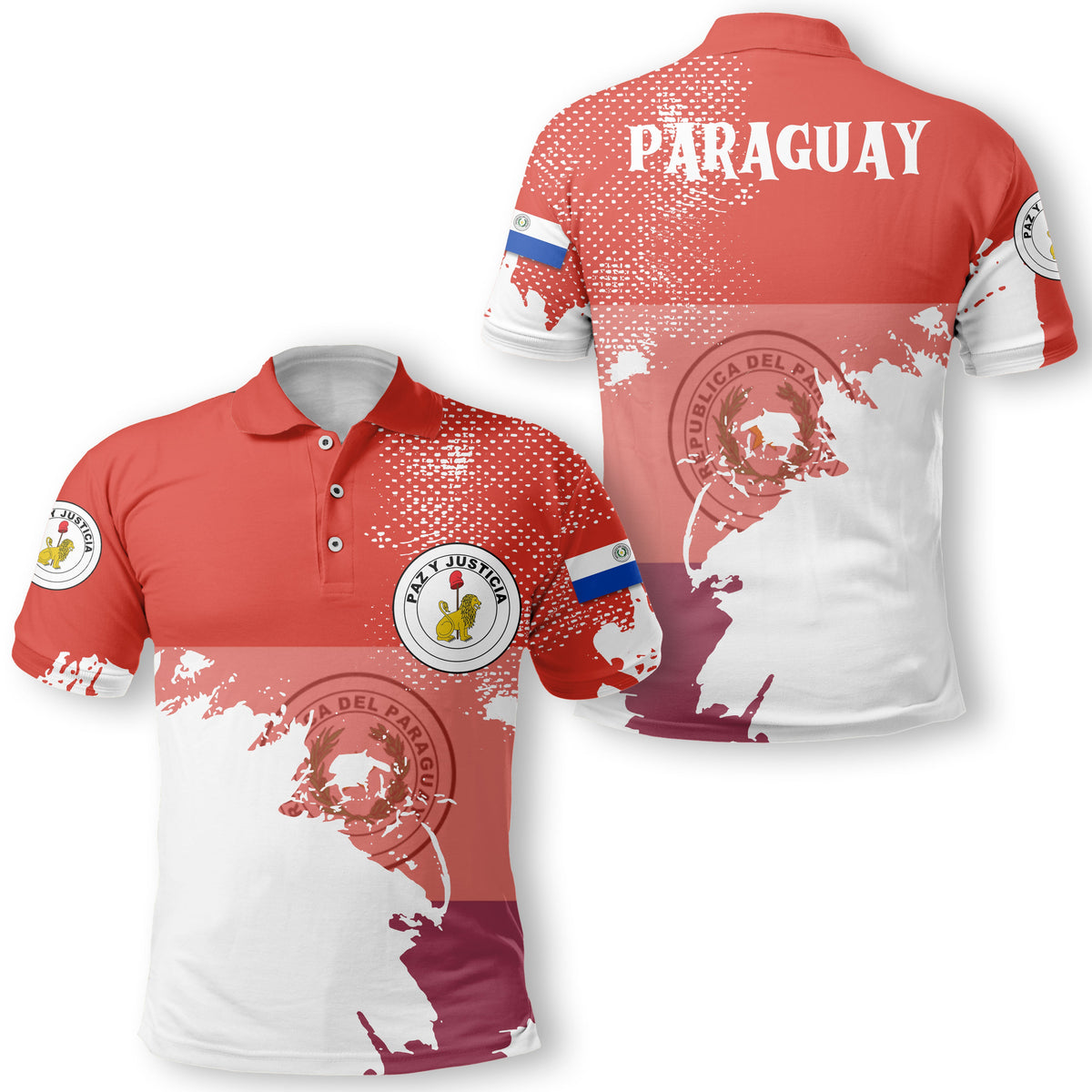 Paraguay Polo Shirt Flag & Coat Of Arms Reverse Paint Style – To The Closet