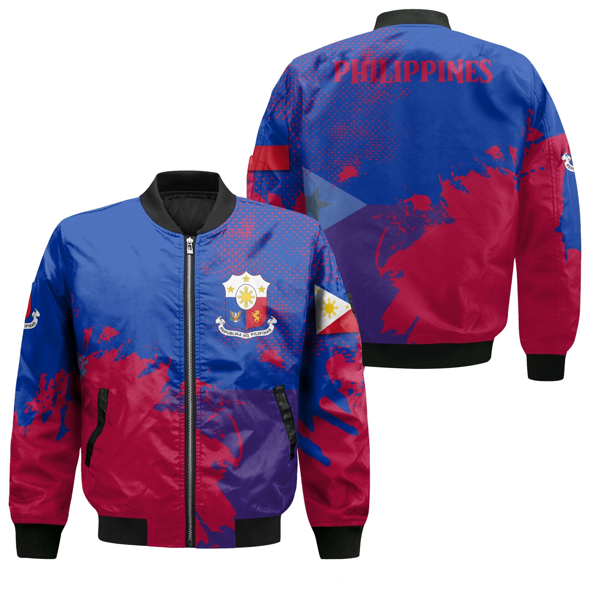Philippines Bomber Jacket Flag & Coat Of Arms Paint Style – To The Closet