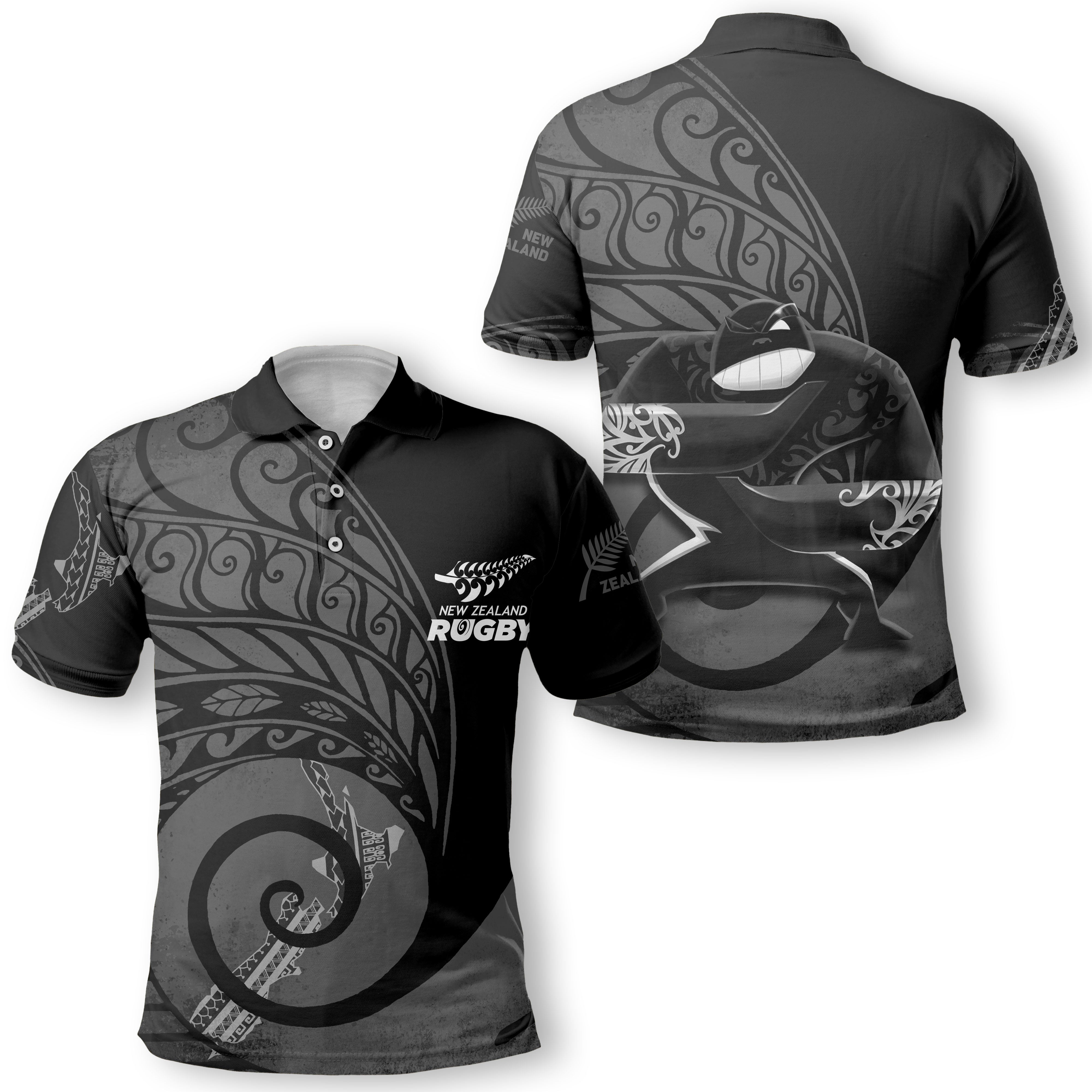 New Zealand Rugby Polo Polynesian Maori Wave Style – To The Closet