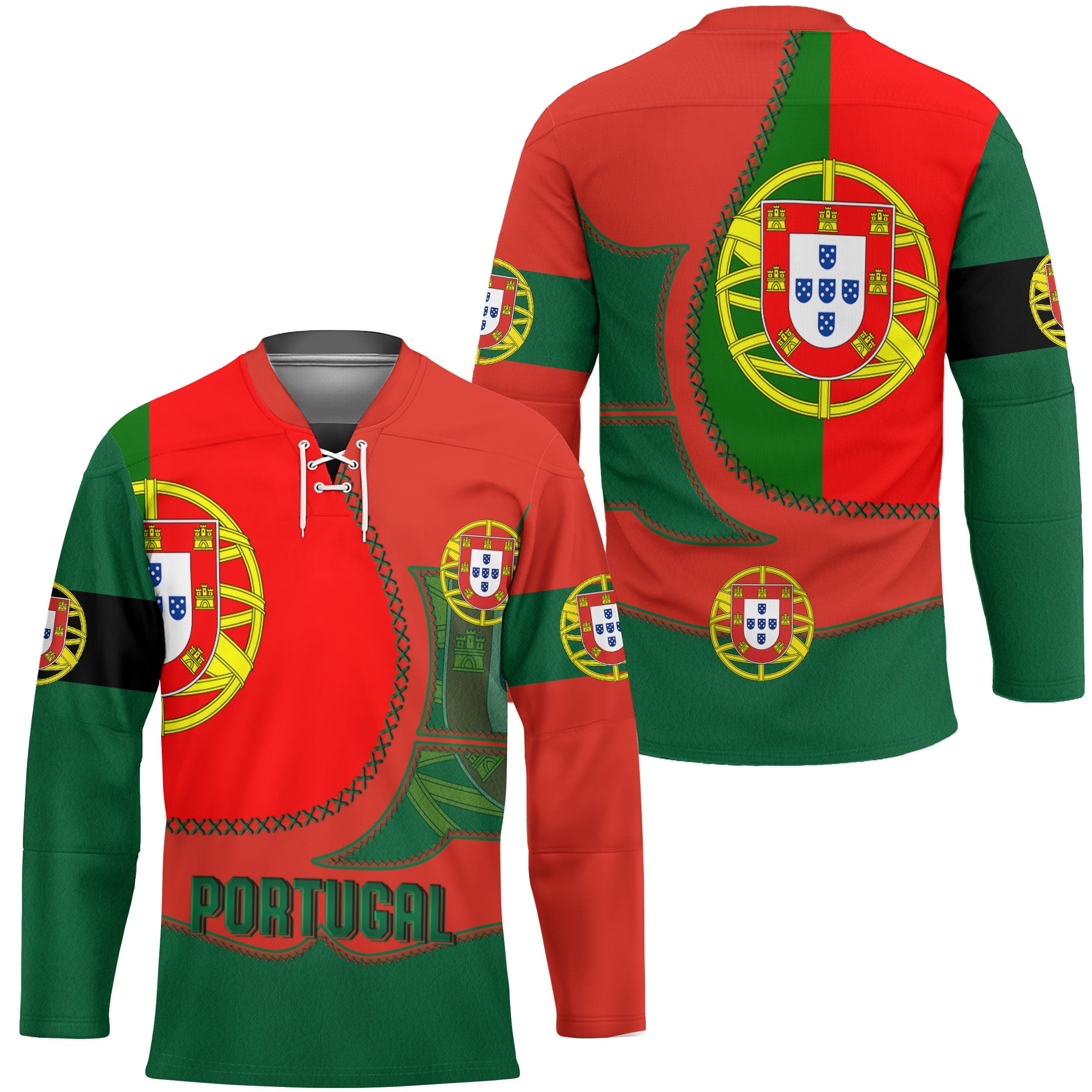 Portugal Hockey Jersey Flag & Coat Of Arms Leather Style – To The Closet