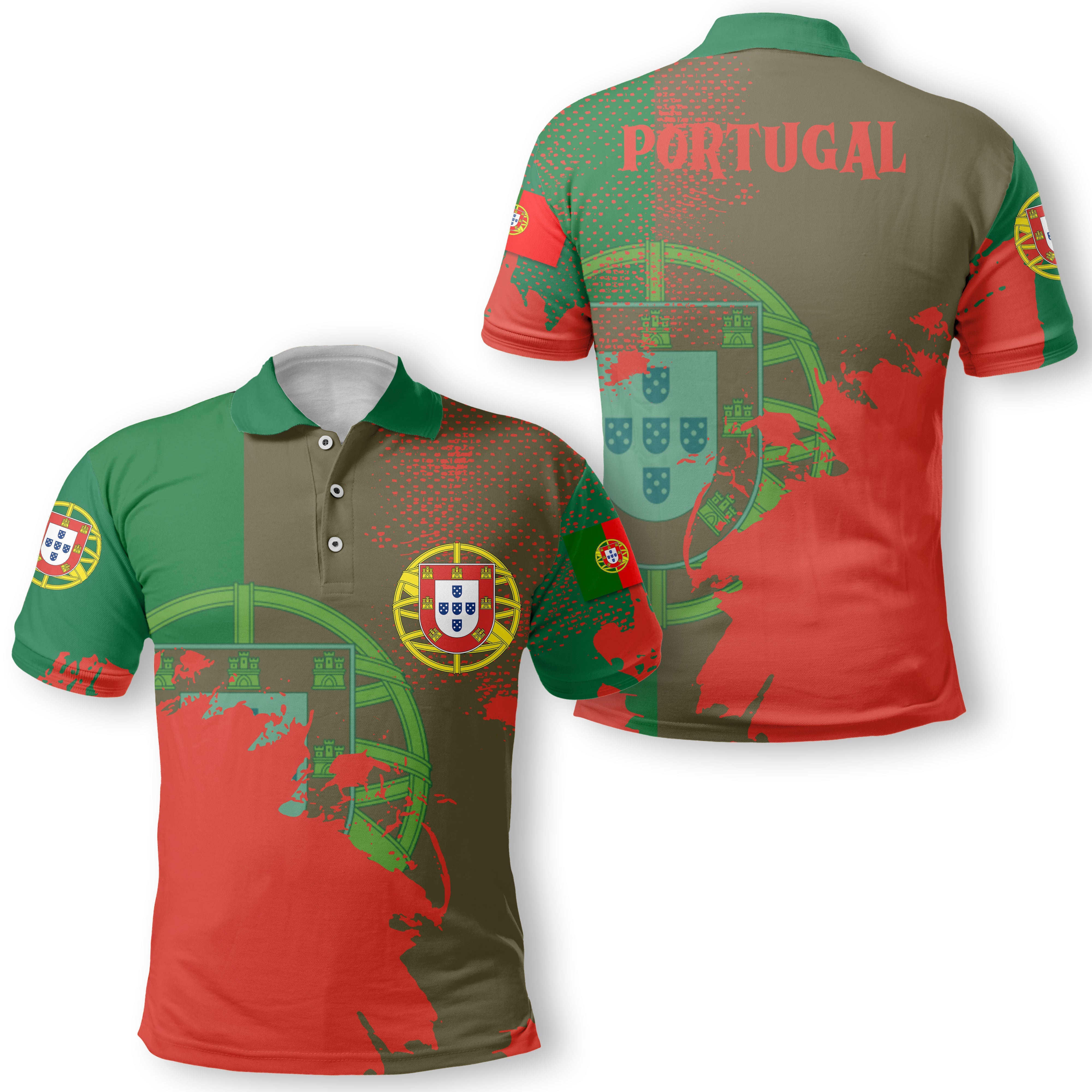 Portugal Polo Shirt Flag & Coat Of Arms Paint Style – To The Closet