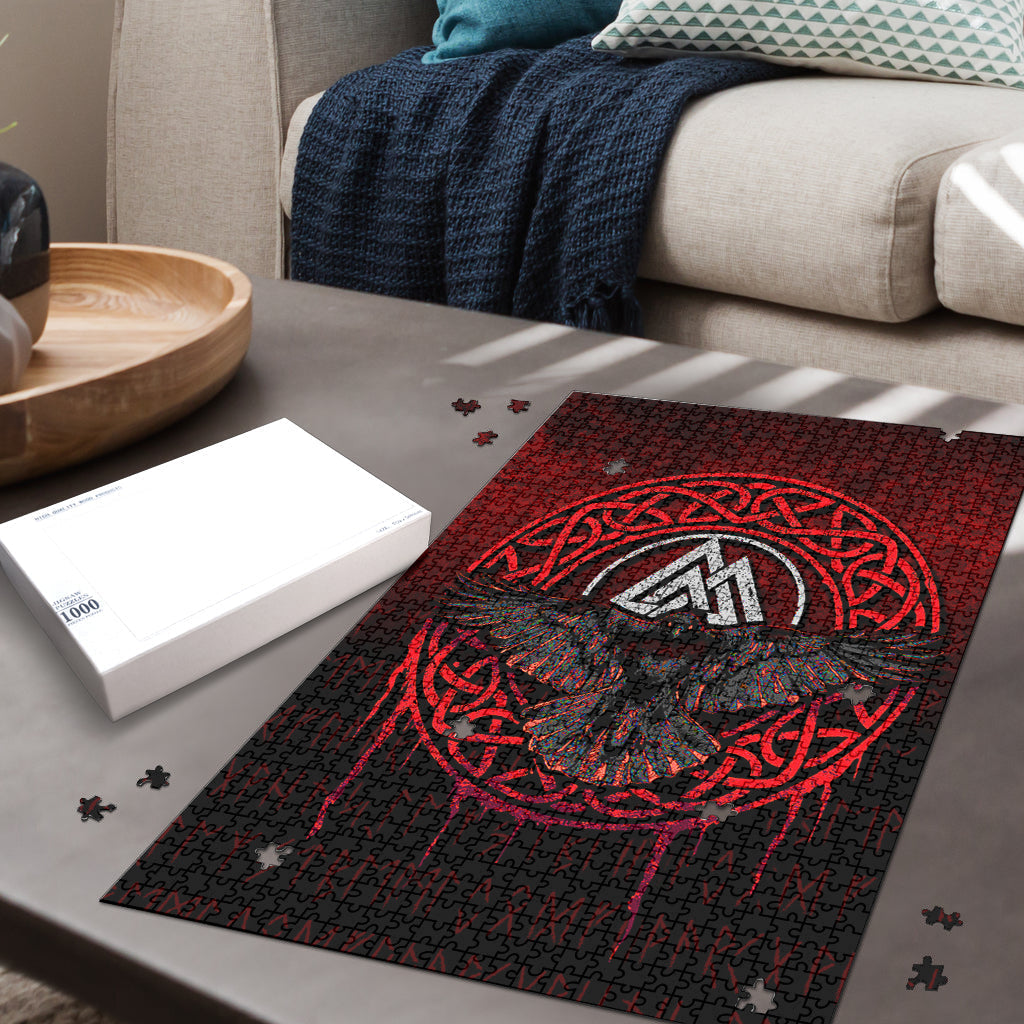 Viking Wood Jigsaw Puzzle Valhalla Norse Mythology Raven Black Crow Vi ...