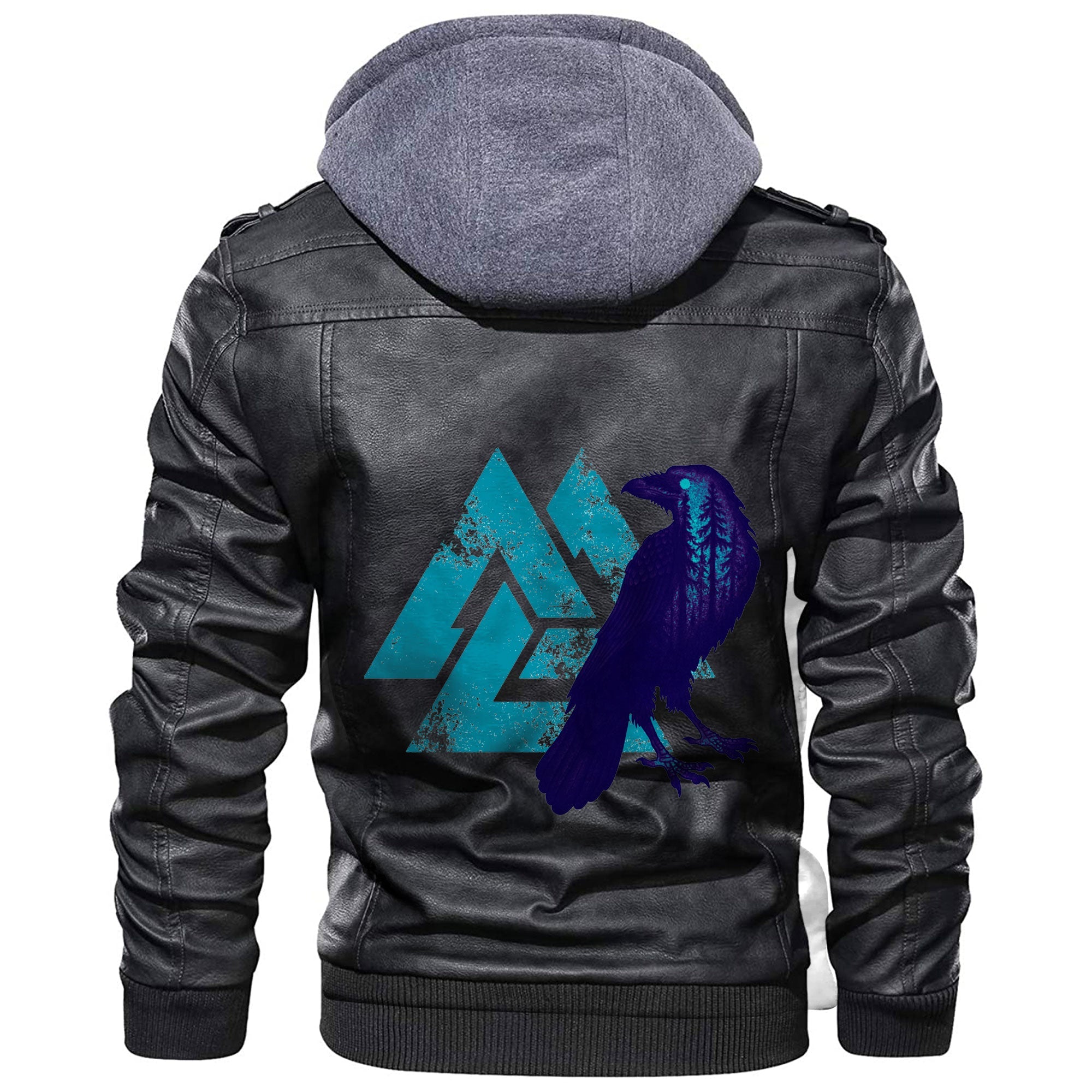 Viking Raven Skull And Valknut Symbol Leather Jacket – To The Closet