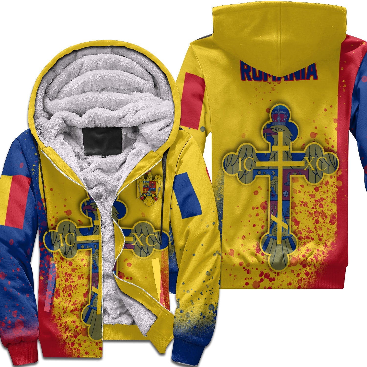Romania Sherpa Hoodie Flag & Coat Of Arms Orthodox Style – To The Closet