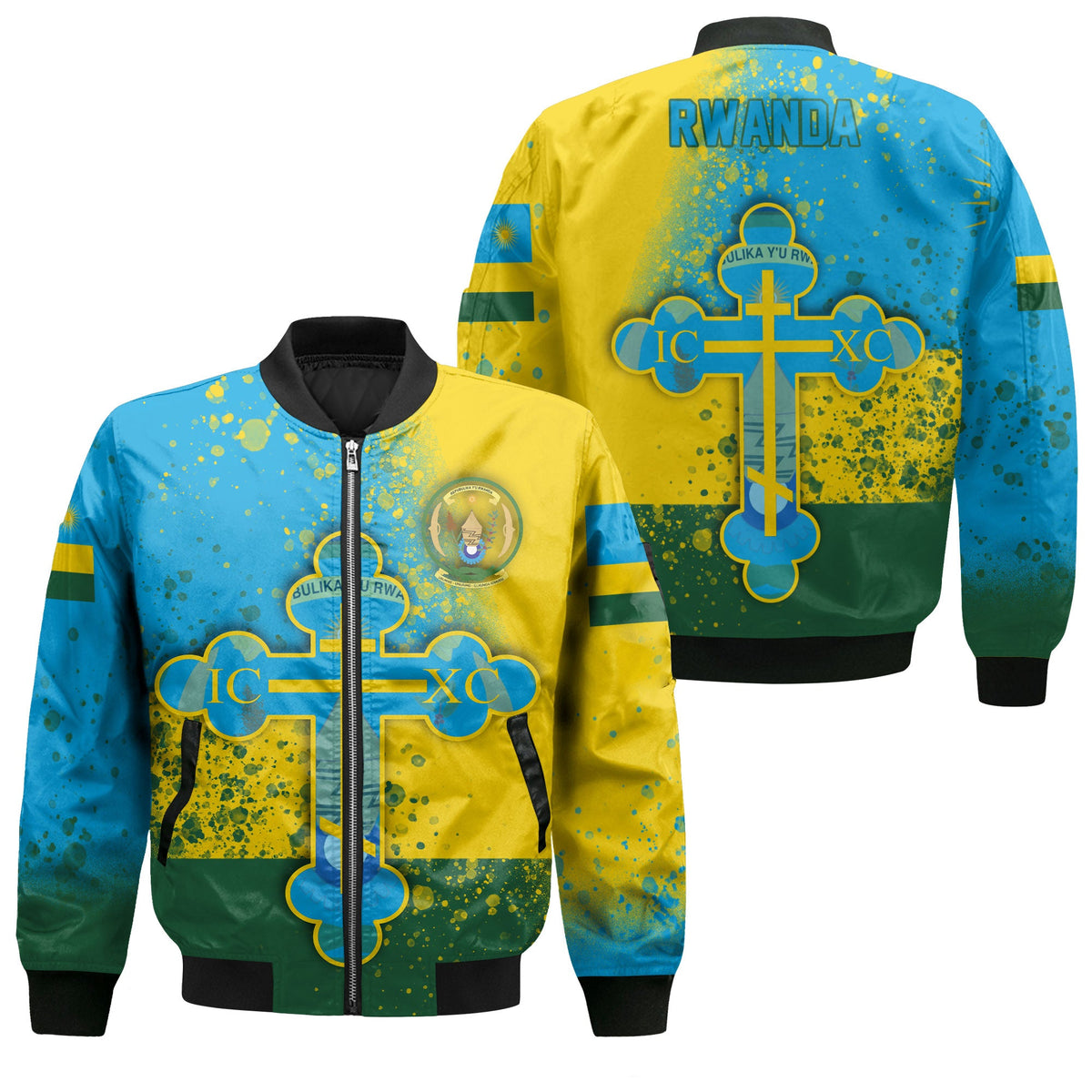 Rwanda Bomber Jacket Flag & Coat Of Arms Orthodox Style – To The Closet