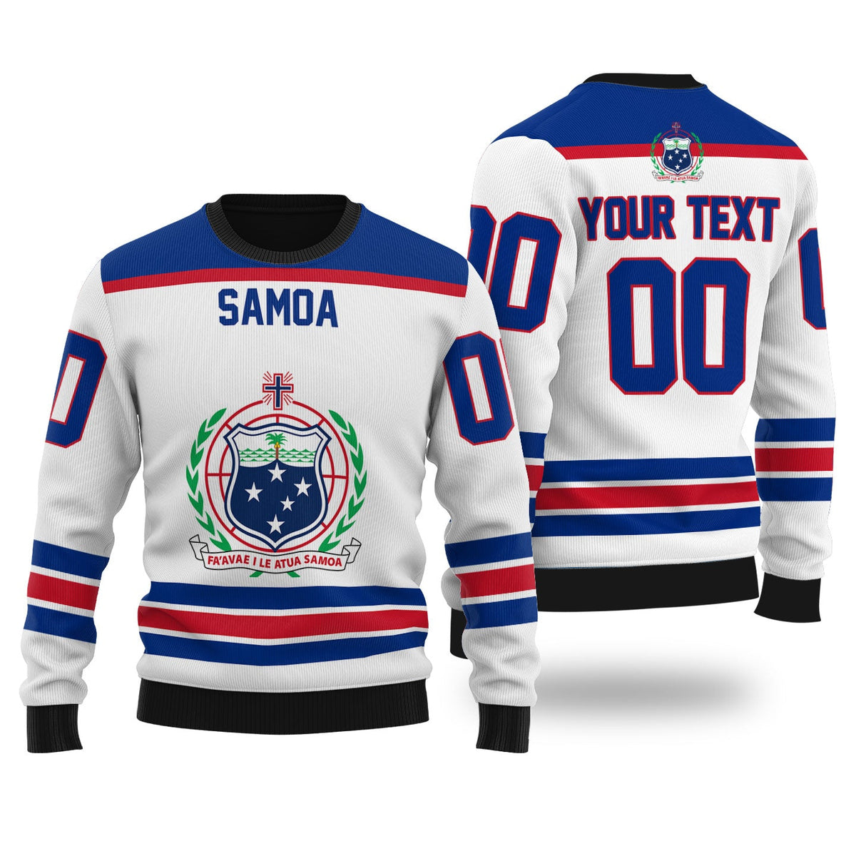 Samoa Ugly Sweater Flag & Coat Of Arms Hockey Style – To The Closet