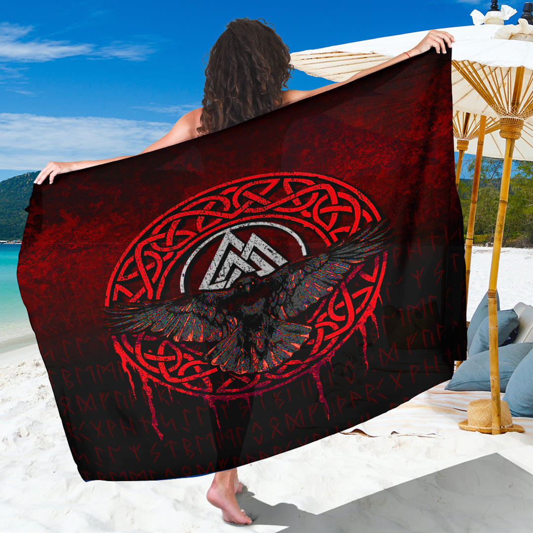 Viking Sarong Valhalla Norse Mythology Raven Black Crow Viking Red Ver ...