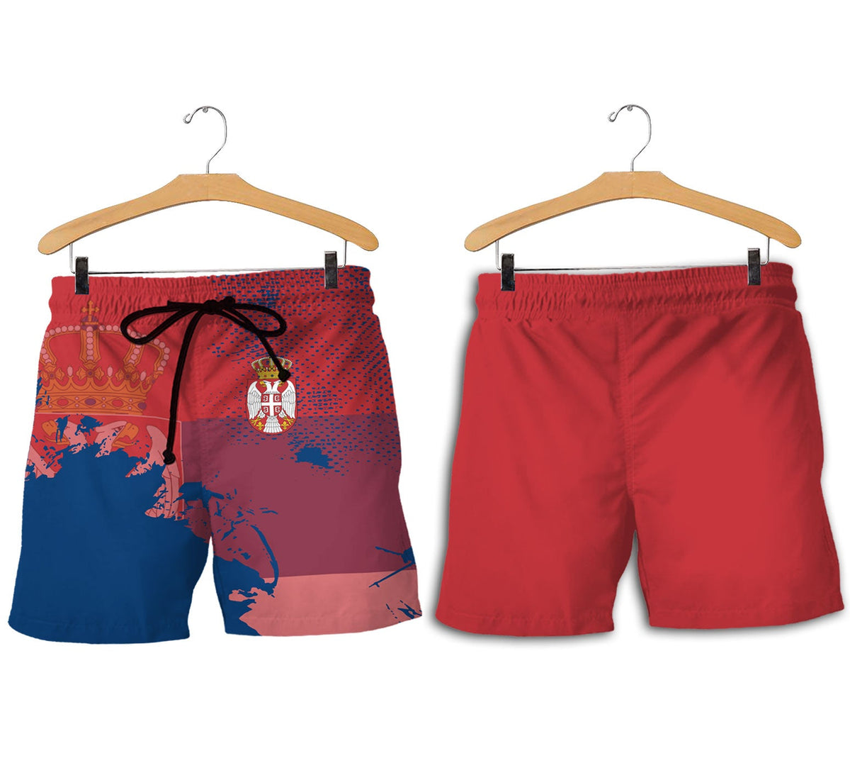 Serbia Men Short Flag & Coat Of Arms Paint Style – To The Closet