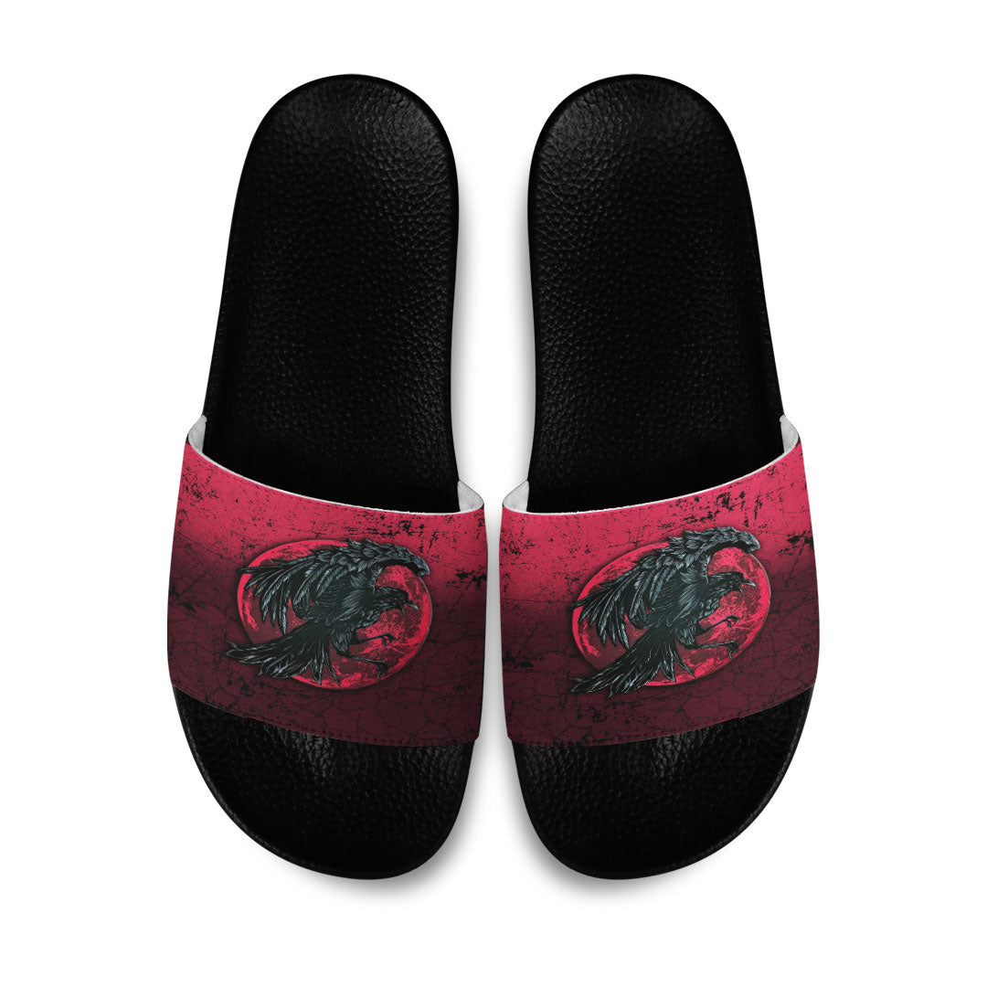 Viking Slide Sandals Raven And Blood Moon Brush Style – To The Closet