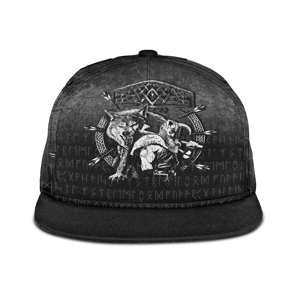Viking Snapback Hat Fenrir Wolf Of Odin Norse Runes Thor Hammer Mjolni ...