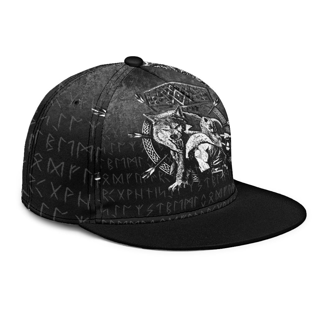 Viking Snapback Hat Fenrir Wolf Of Odin Norse Runes Thor Hammer Mjolni ...