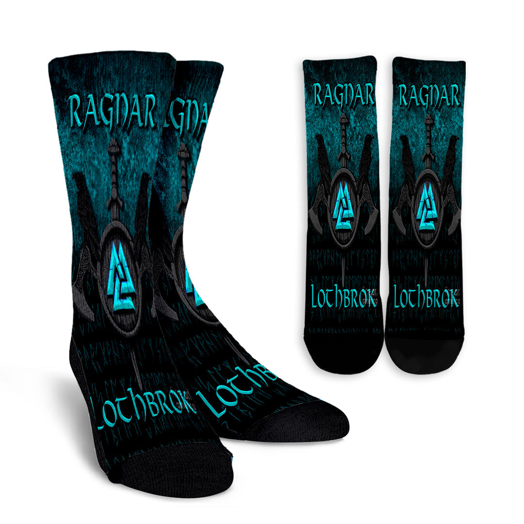 Viking Crew Socks Ragnar Lothbrok Ragnar Lodbrok Viking Warrior Cyan V ...