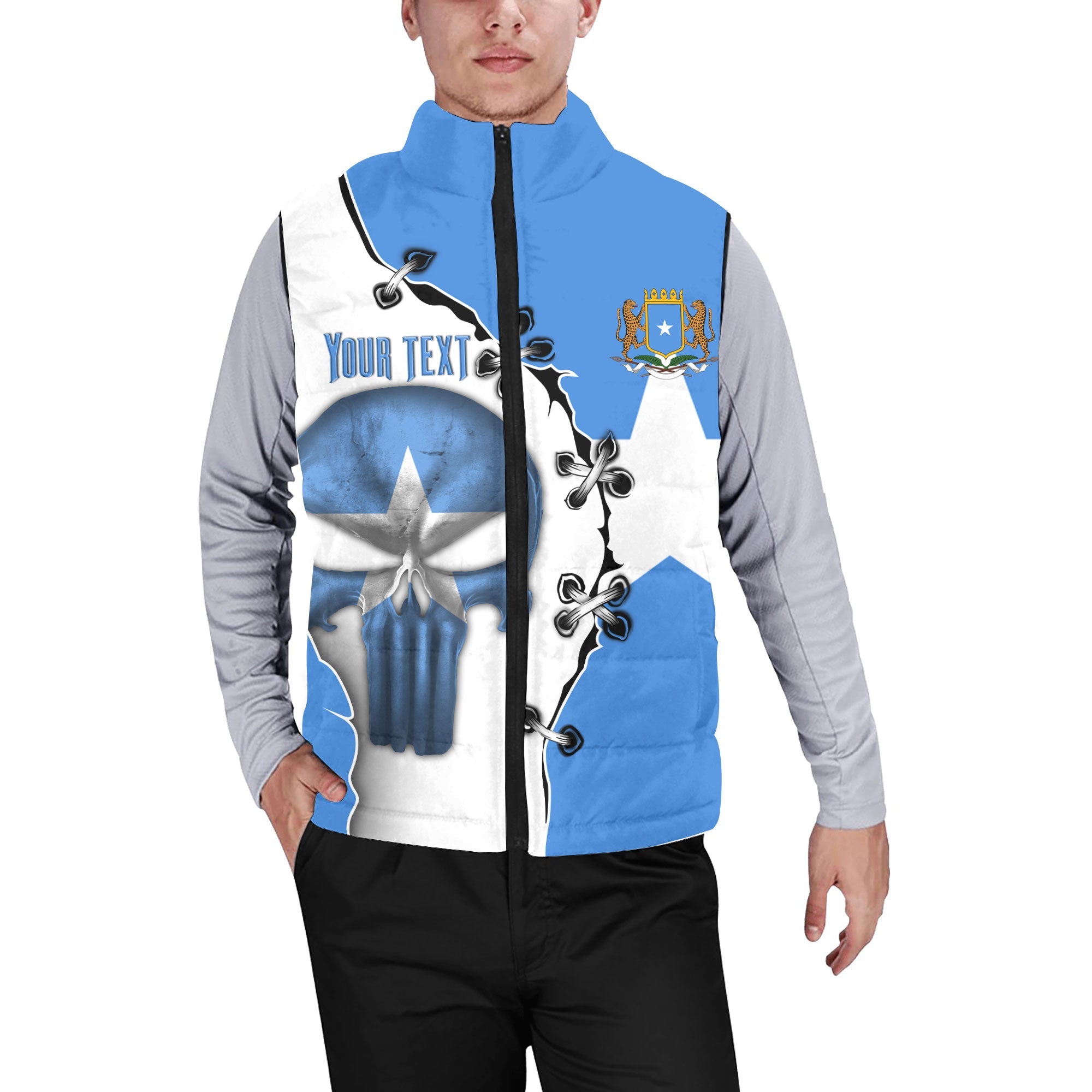 Somalia Men Padded Jacket Vest Flag & Coat Of Arms Skull Style – To The ...