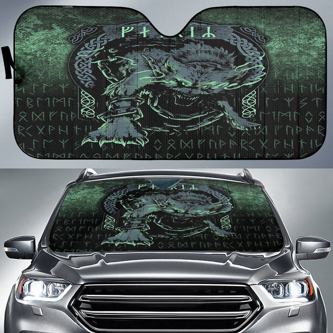 Viking Auto Sun Shades Fenrir Wolf Norse Futhark Runes Viking Mytholog ...