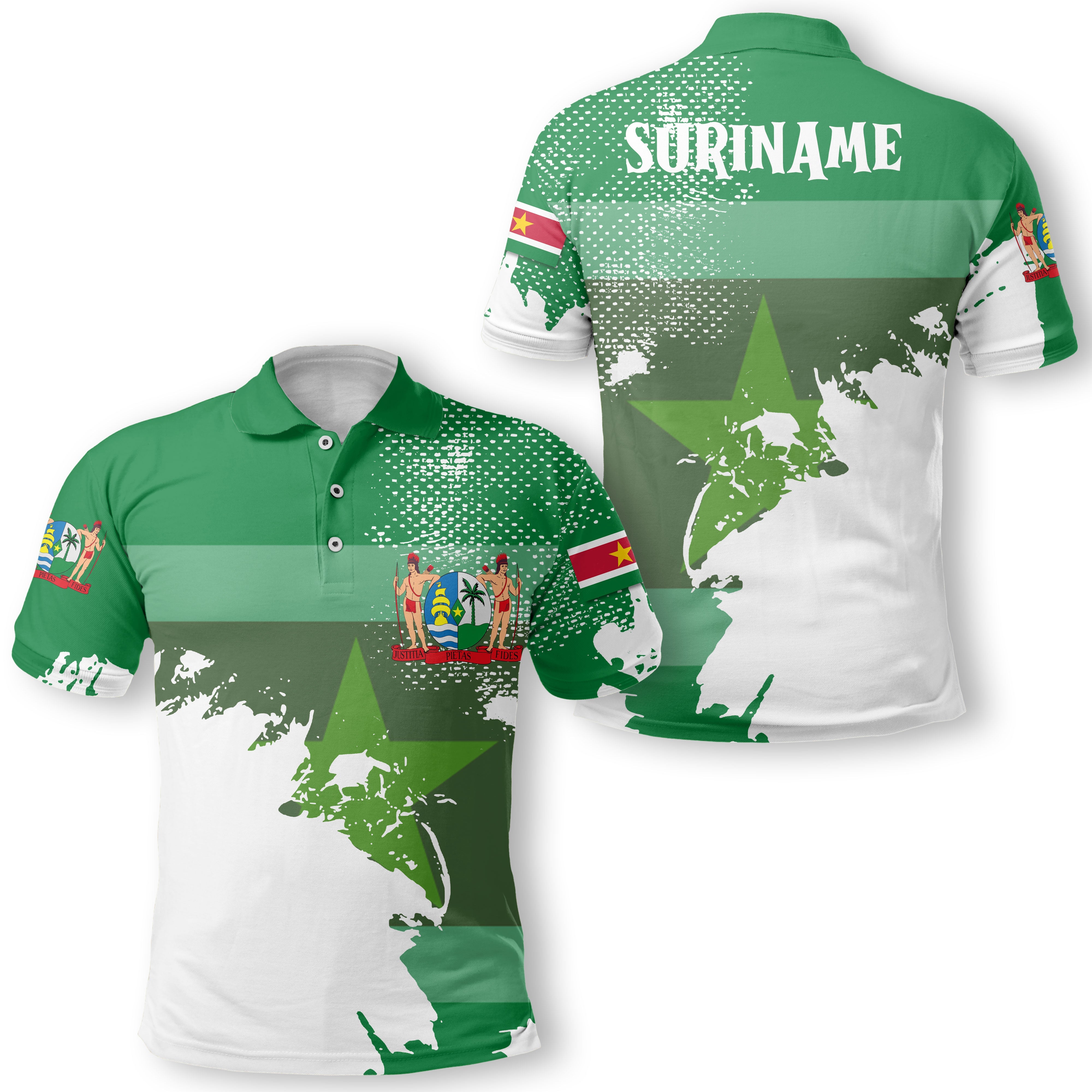 Suriname Polo Shirt Flag & Coat Of Arms Paint Style – To The Closet