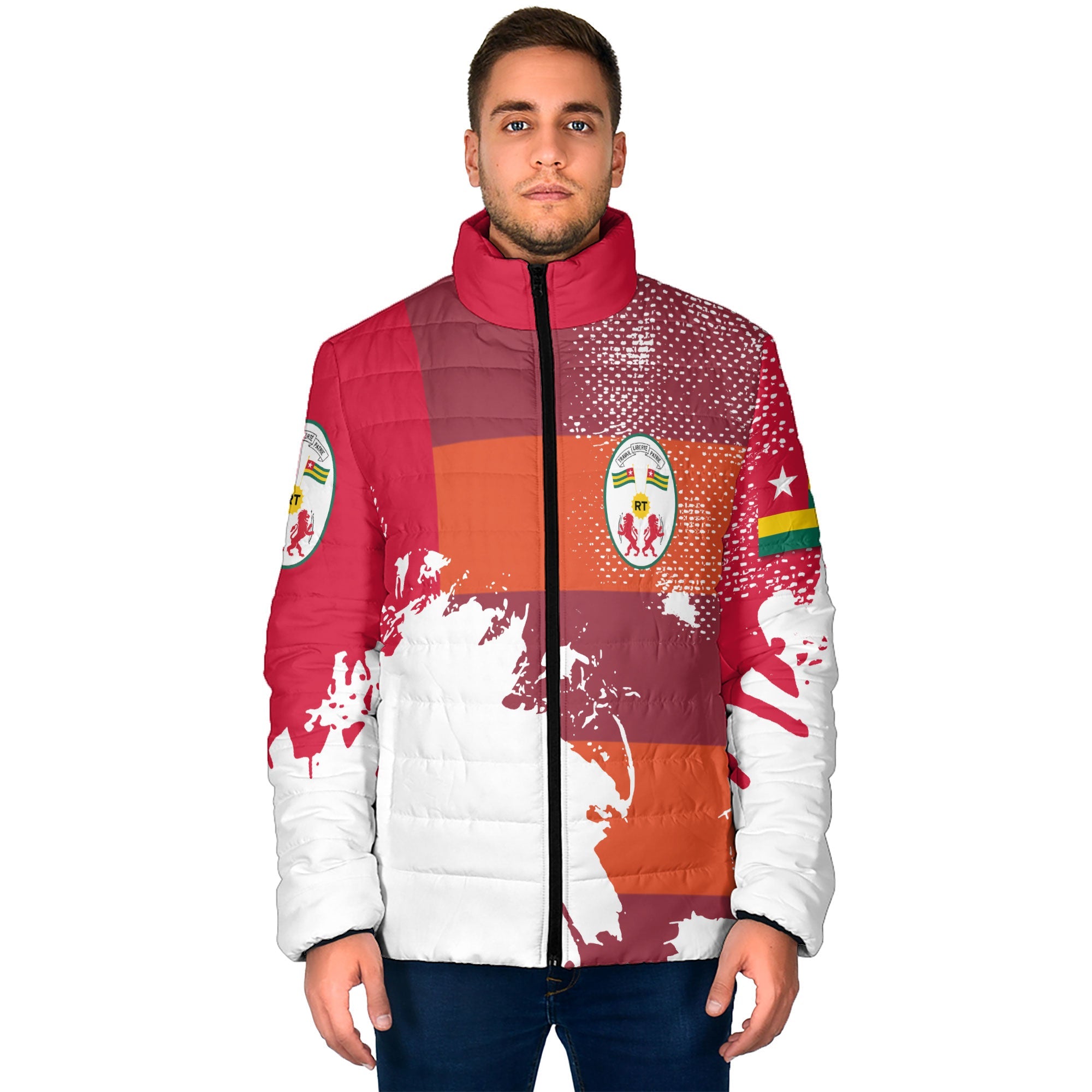 Togo Men Padded Jacket Flag & Coat Of Arms Paint Style – To The Closet