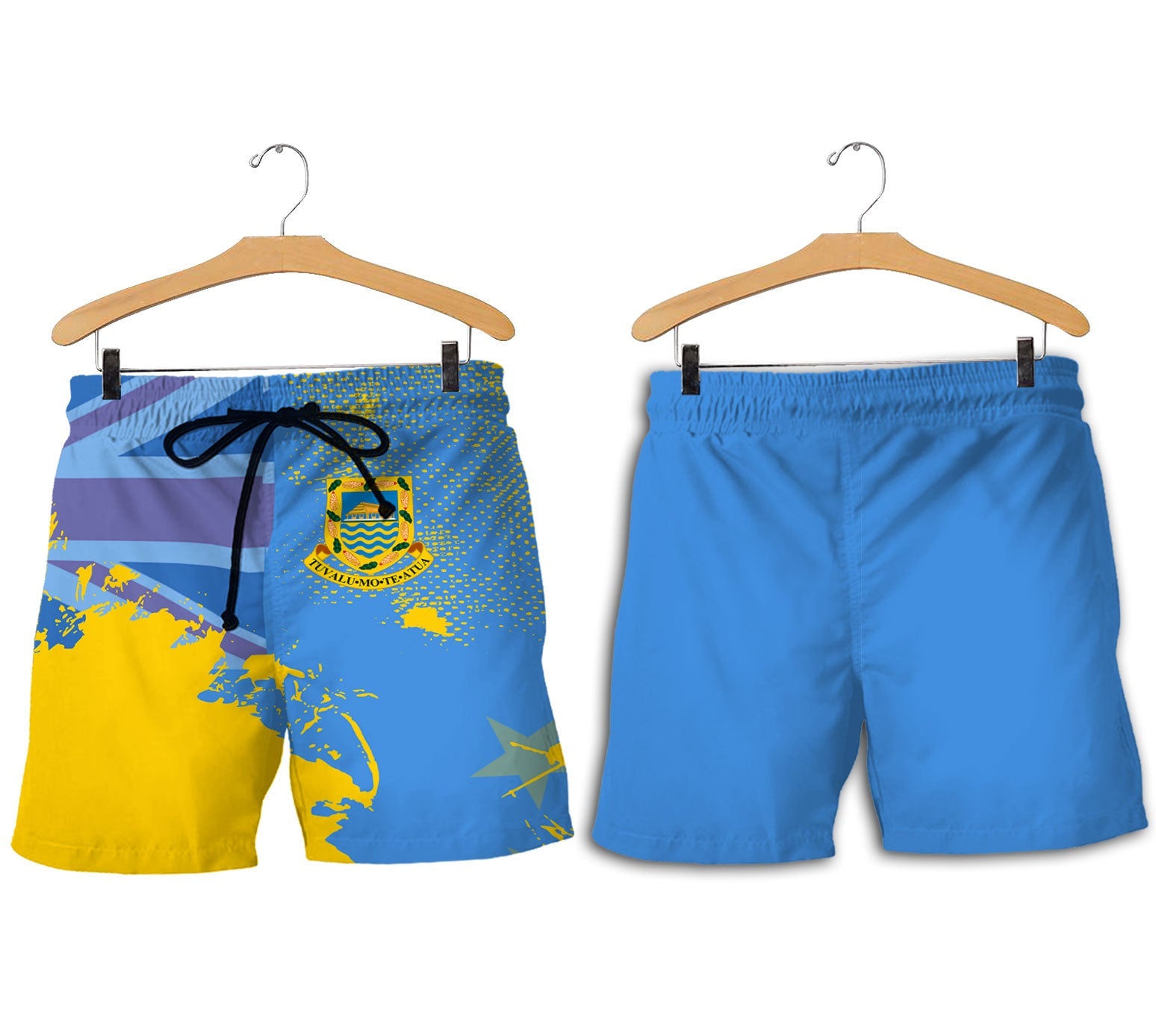 Tuvalu Men Short Flag & Coat Of Arms Paint Style – To The Closet