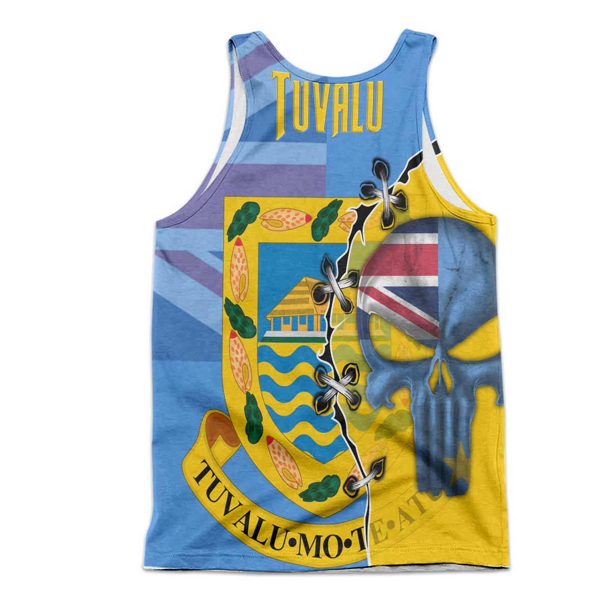Tuvalu Men Tank Top Flag & Coat Of Arms Skull Style – To The Closet