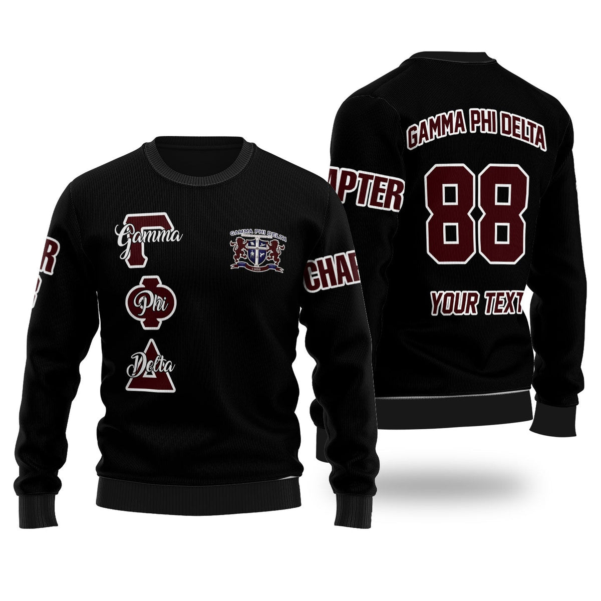 Fraternity Sweater - Personalized Gamma Phi Delta Christian Wool Ugly ...