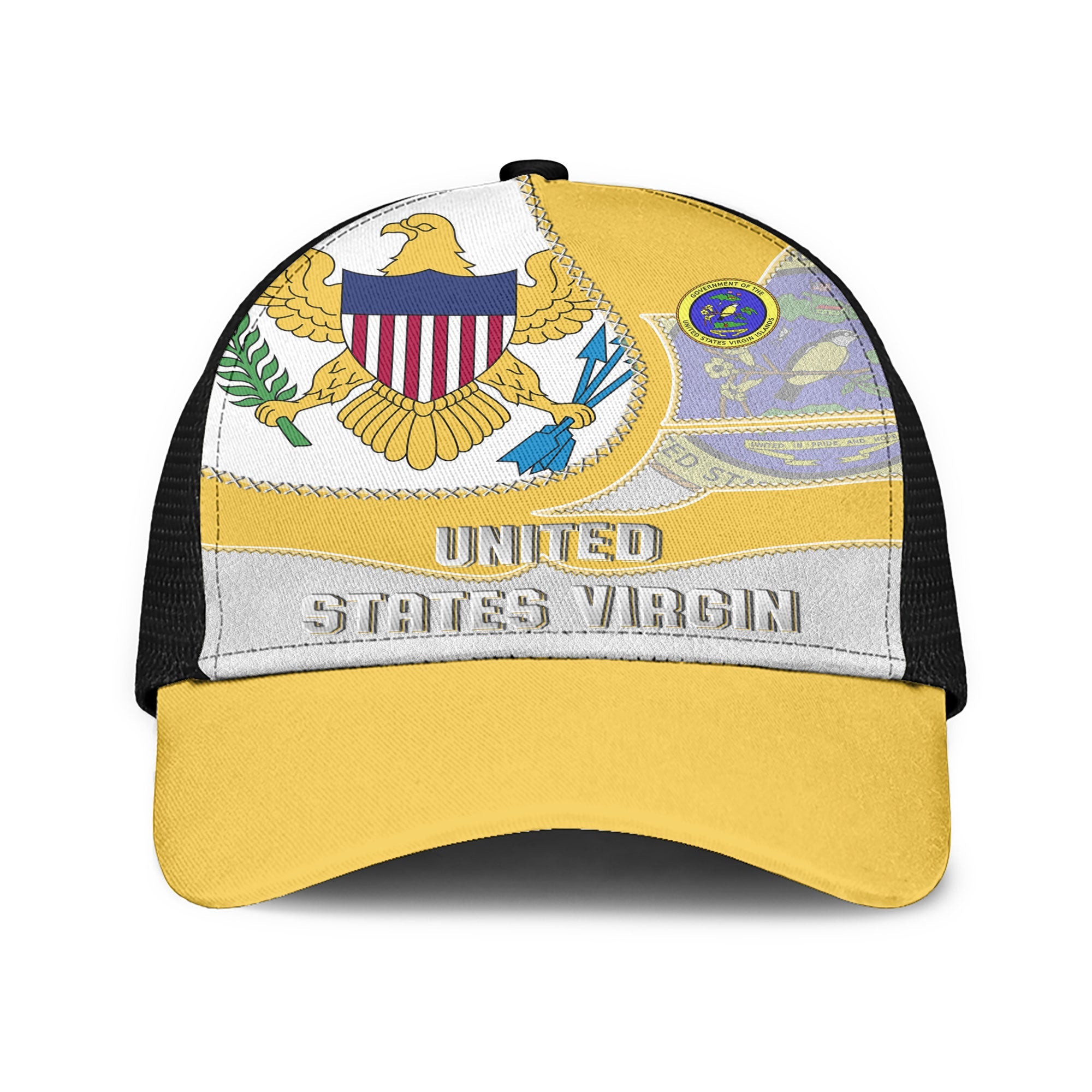 United States Virgin Islands Mesh Back Cap Flag & Coat Of Arms Leather ...