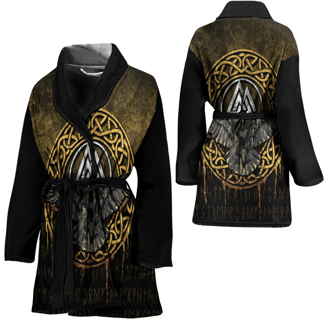 Viking Bath Robe Valhalla Norse Mythology Raven Black Crow Viking – To ...