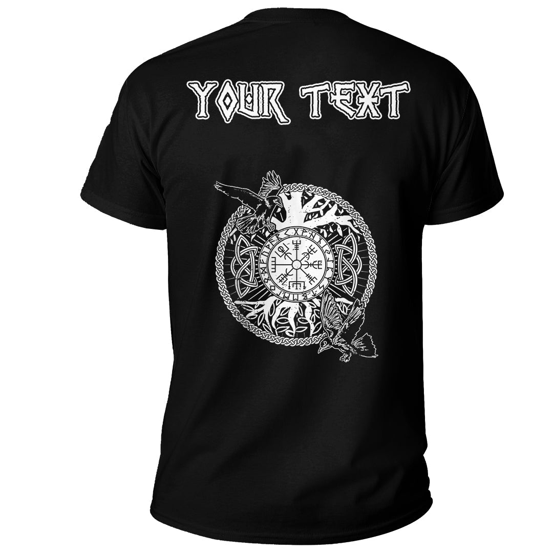 Custom Viking T-Shirt Vegvisir Compass Raven Odins World Ash Tree Nord ...