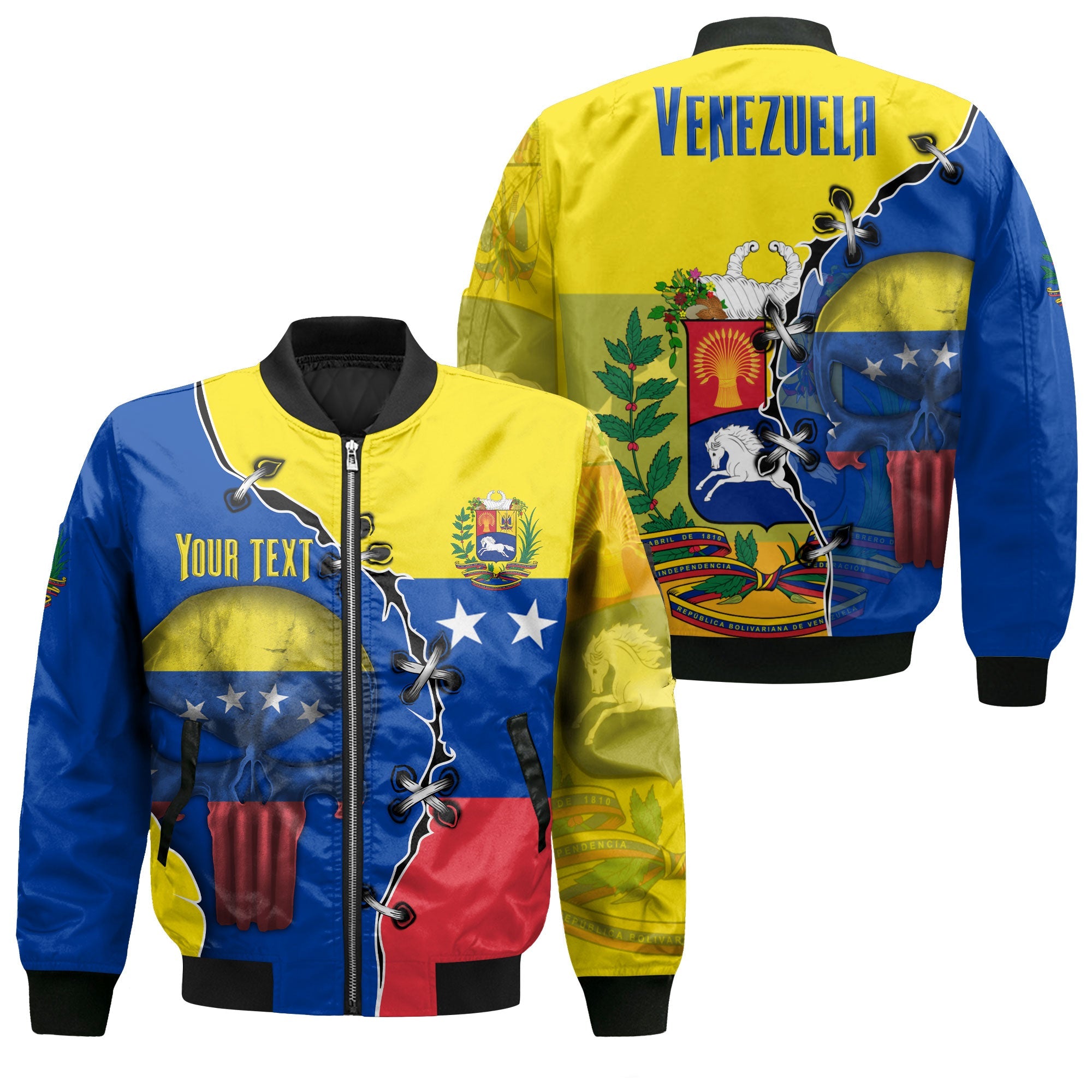 Venezuela Bomber Jacket Flag & Coat Of Arms Skull Style – To The Closet