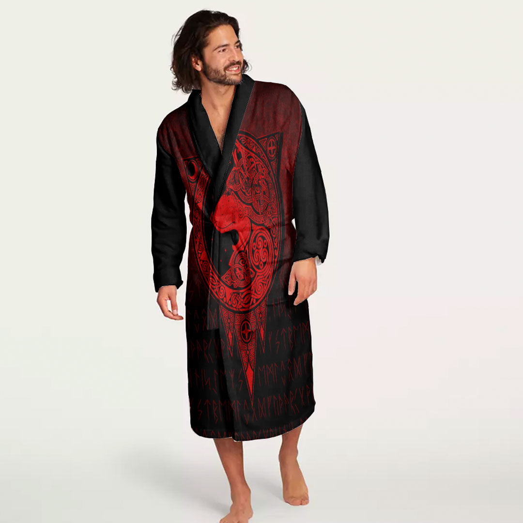 Viking Bath Robe Viking Norse Wolf Red – To The Closet