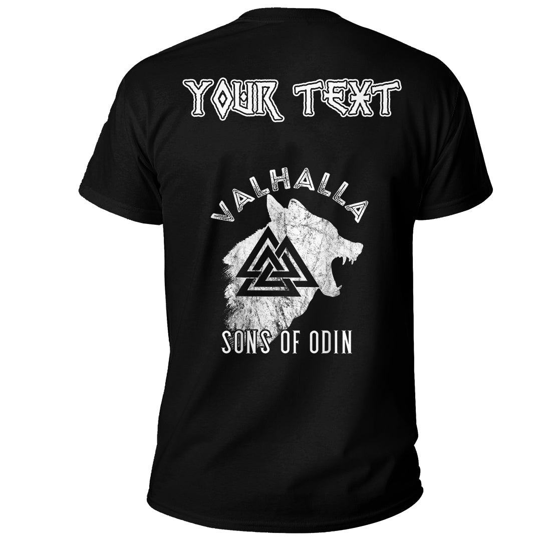 Custom Viking T-Shirt Fenrir Wolf Valhalla Sons of Odin Valknut Symbol ...
