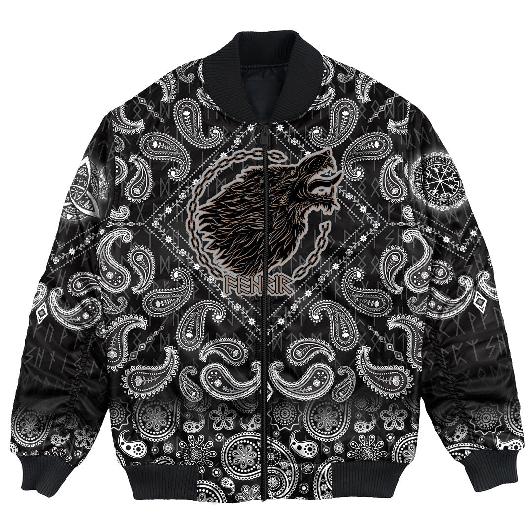 Viking Bomber Jacket Wolf Fenrir To Old Norse Mythology On White with ...