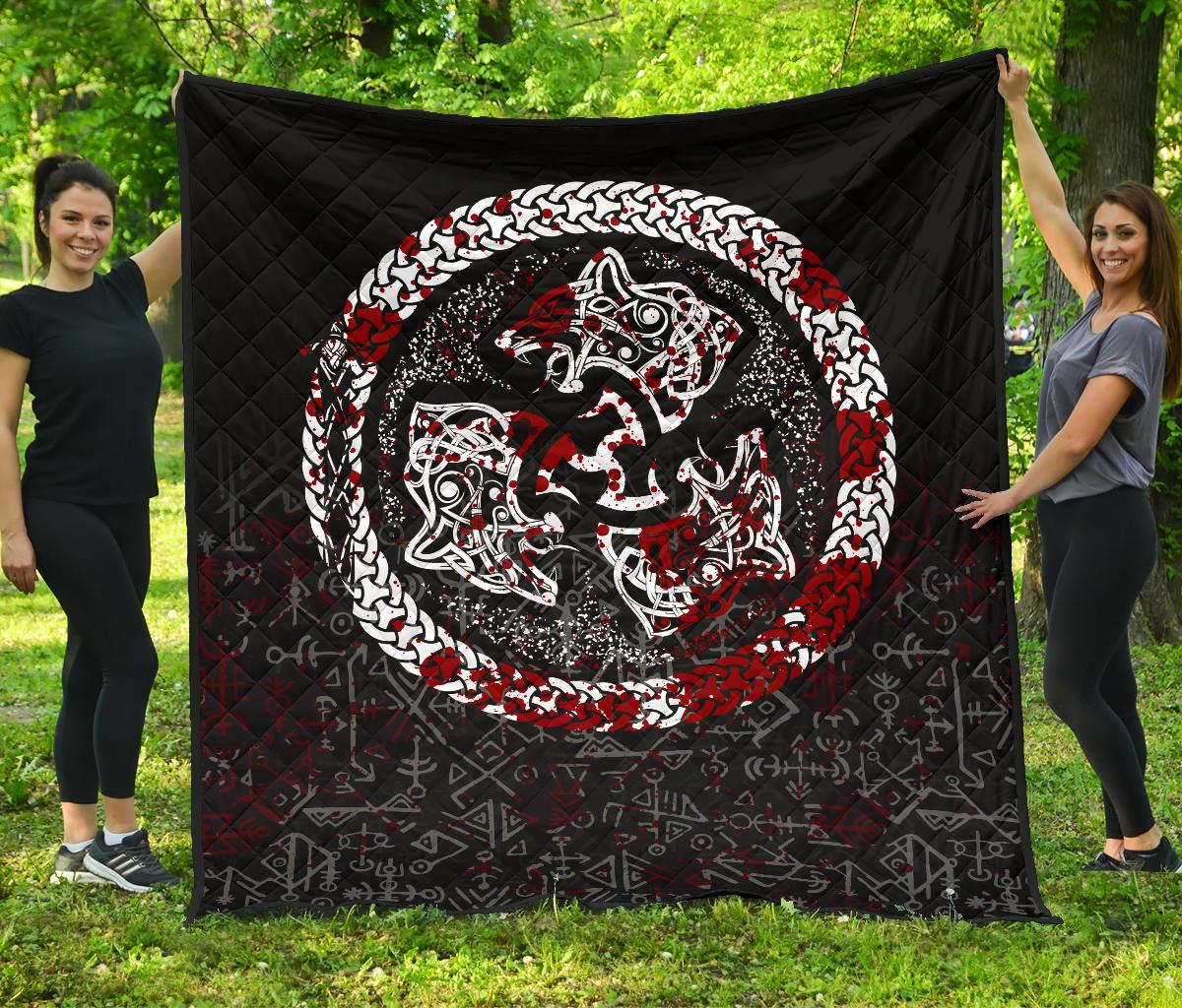 Viking Premium Quilt Fierce Blood Wolf Symbol Of A Viking Nordic Colle ...