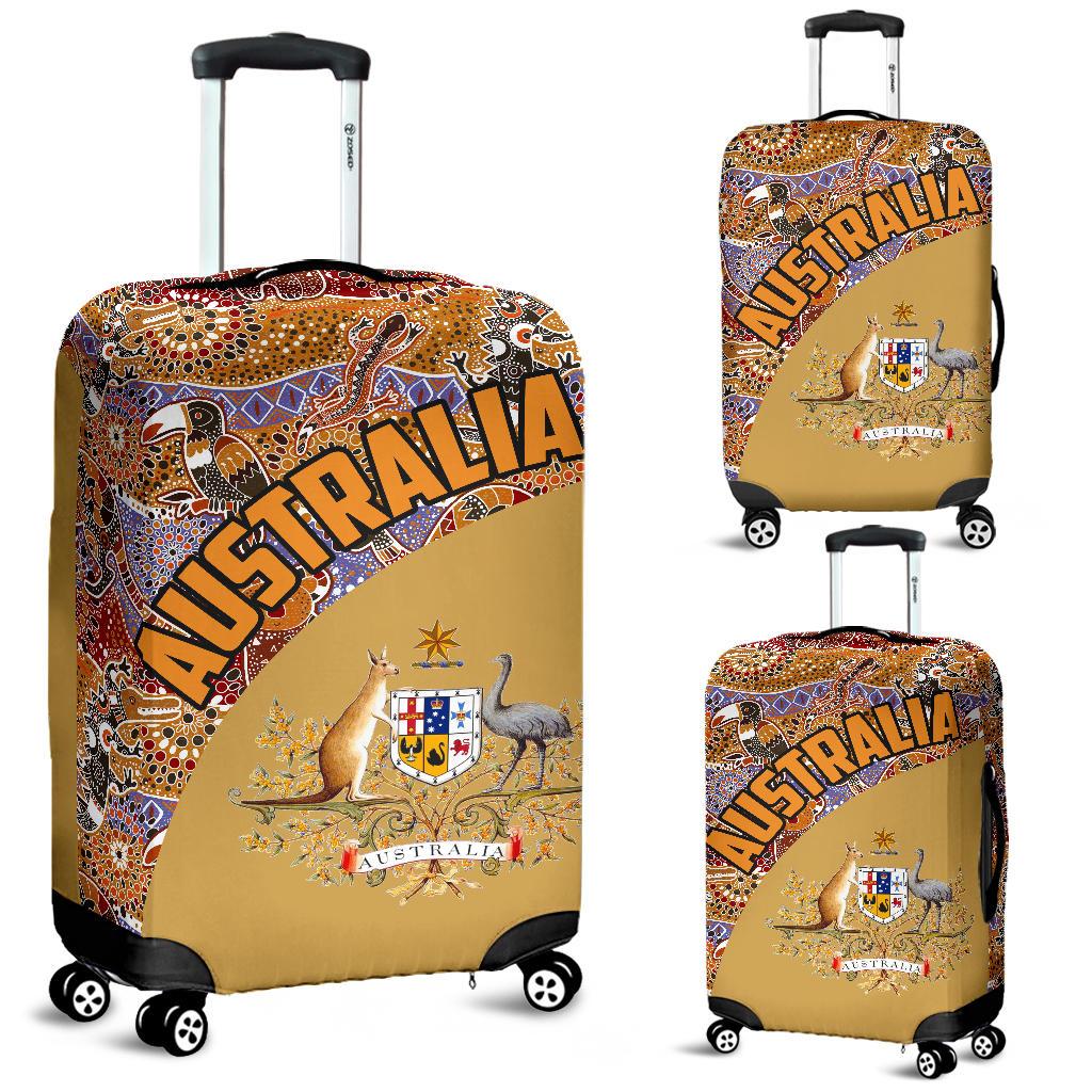 Luggage Cover - Aboriginal Patterns Suitcase Australian Coat Of Arms ...