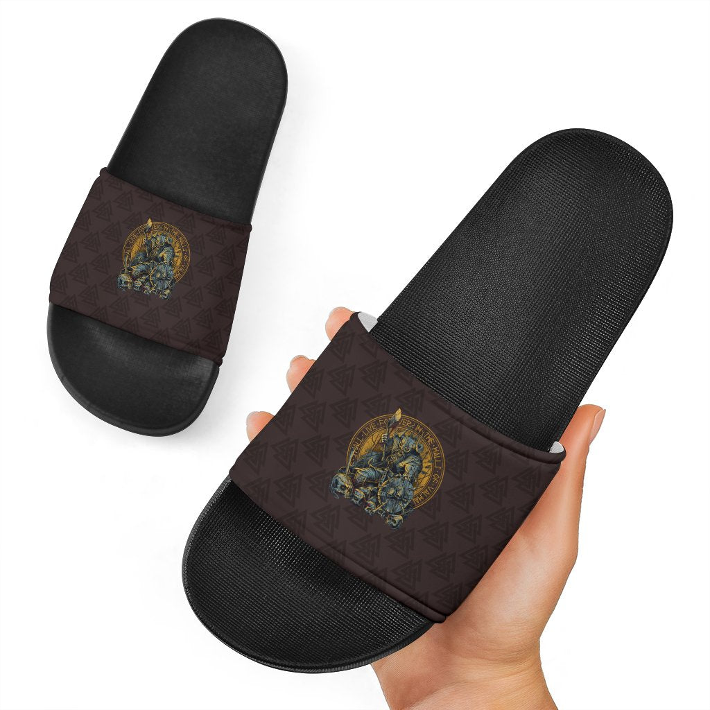 Viking Slide Sandals Warrior Viking Shield Skull – To The Closet