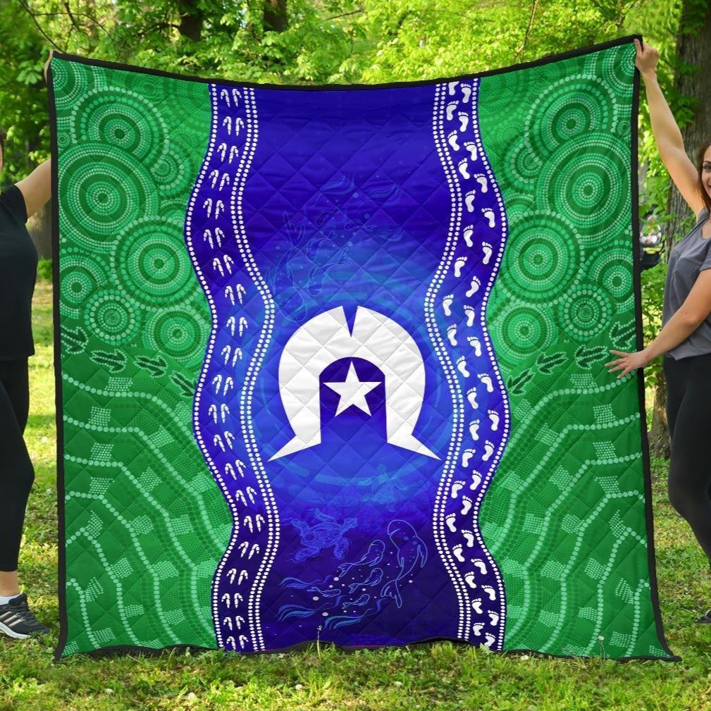 Torres Strait Islanders Premium Quilt - Torres Symbol With Aboriginal ...