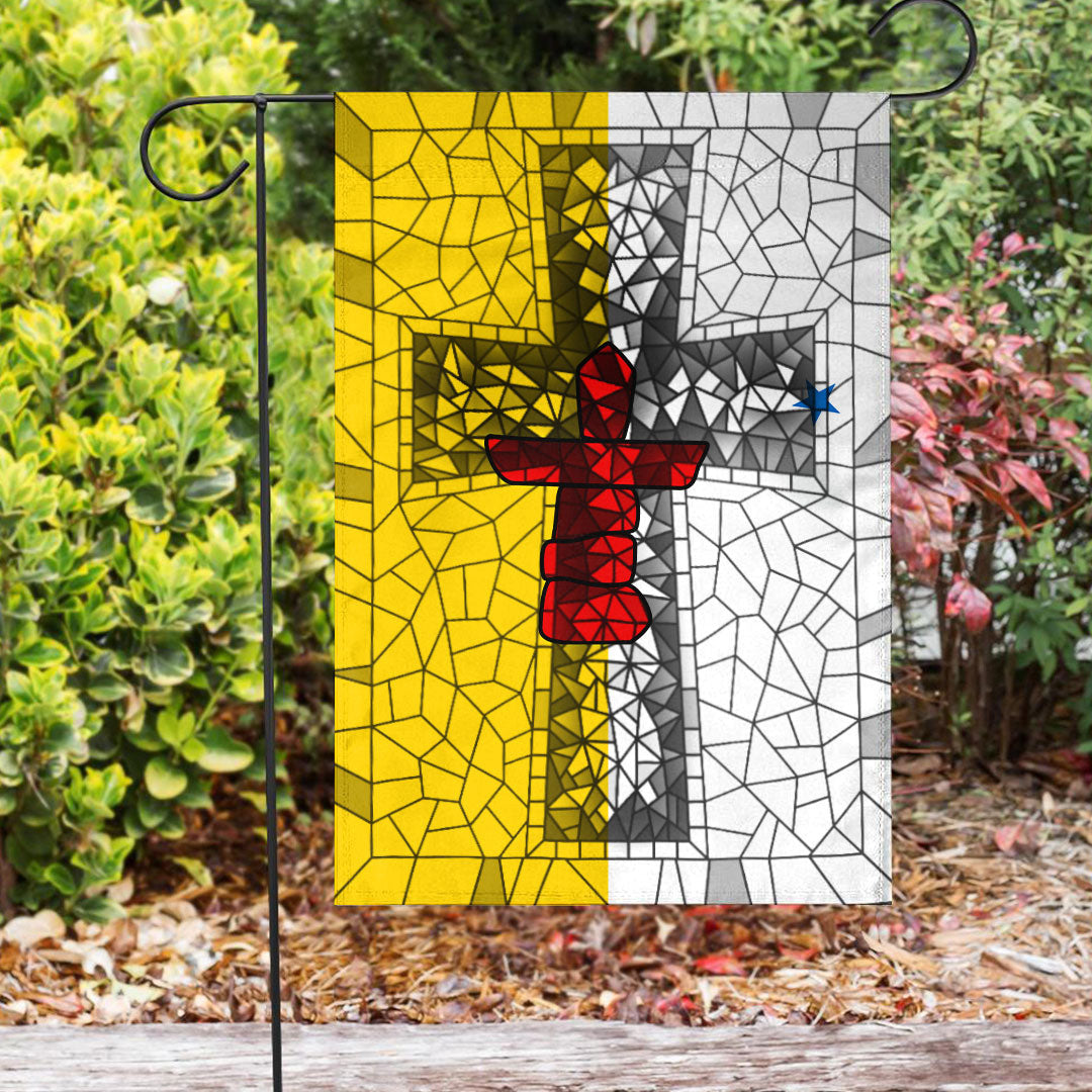 Canada Flag Of Nunavut Christian Flag Christian Cross Stained Glass ...