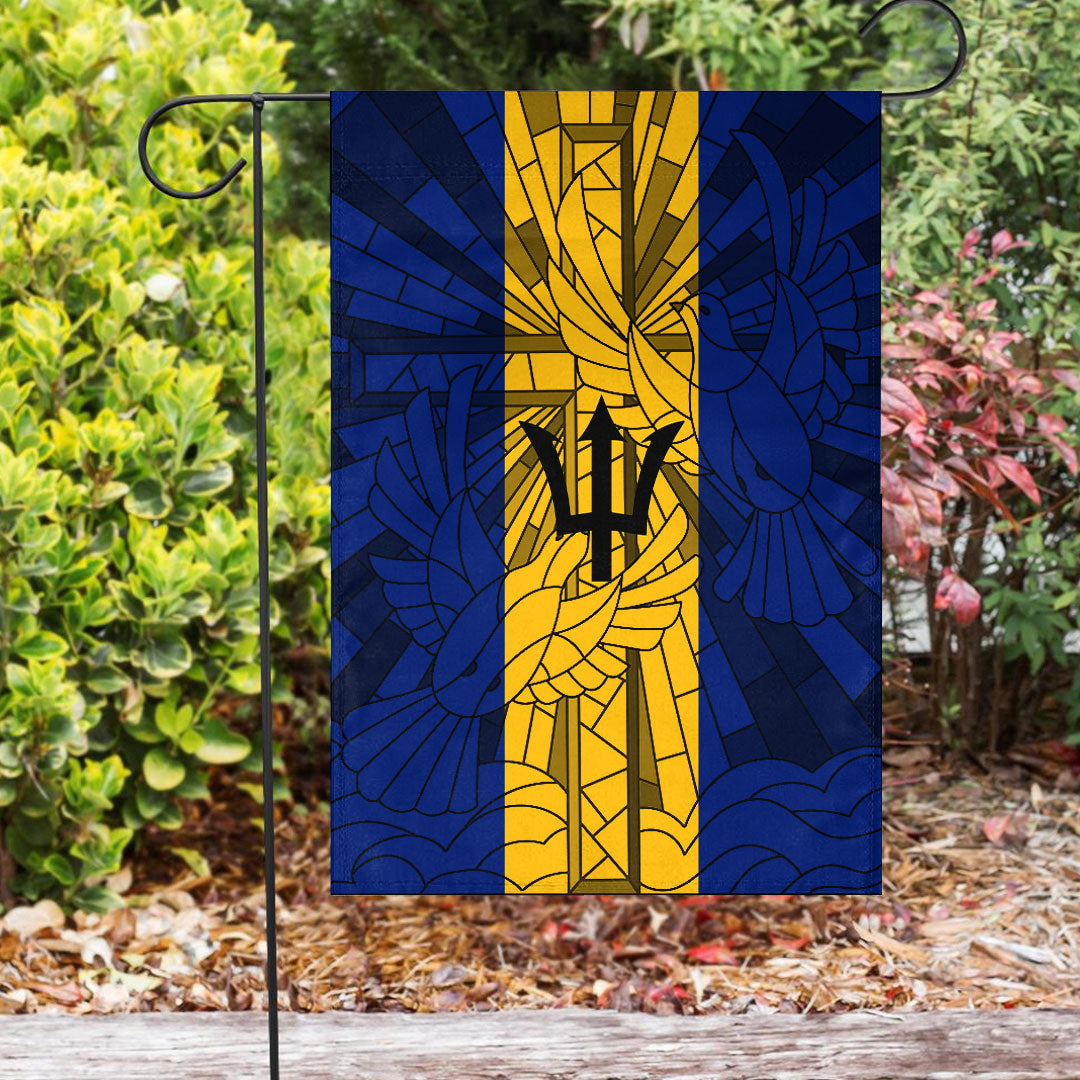 Barbados Christian Flag Christian Cross With Doves Stained Glass – To ...