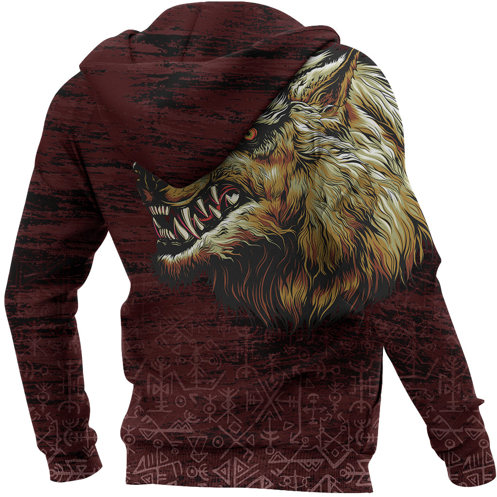 Viking Zip Hoodie Fenrir On The Blood Moon Background – To The Closet